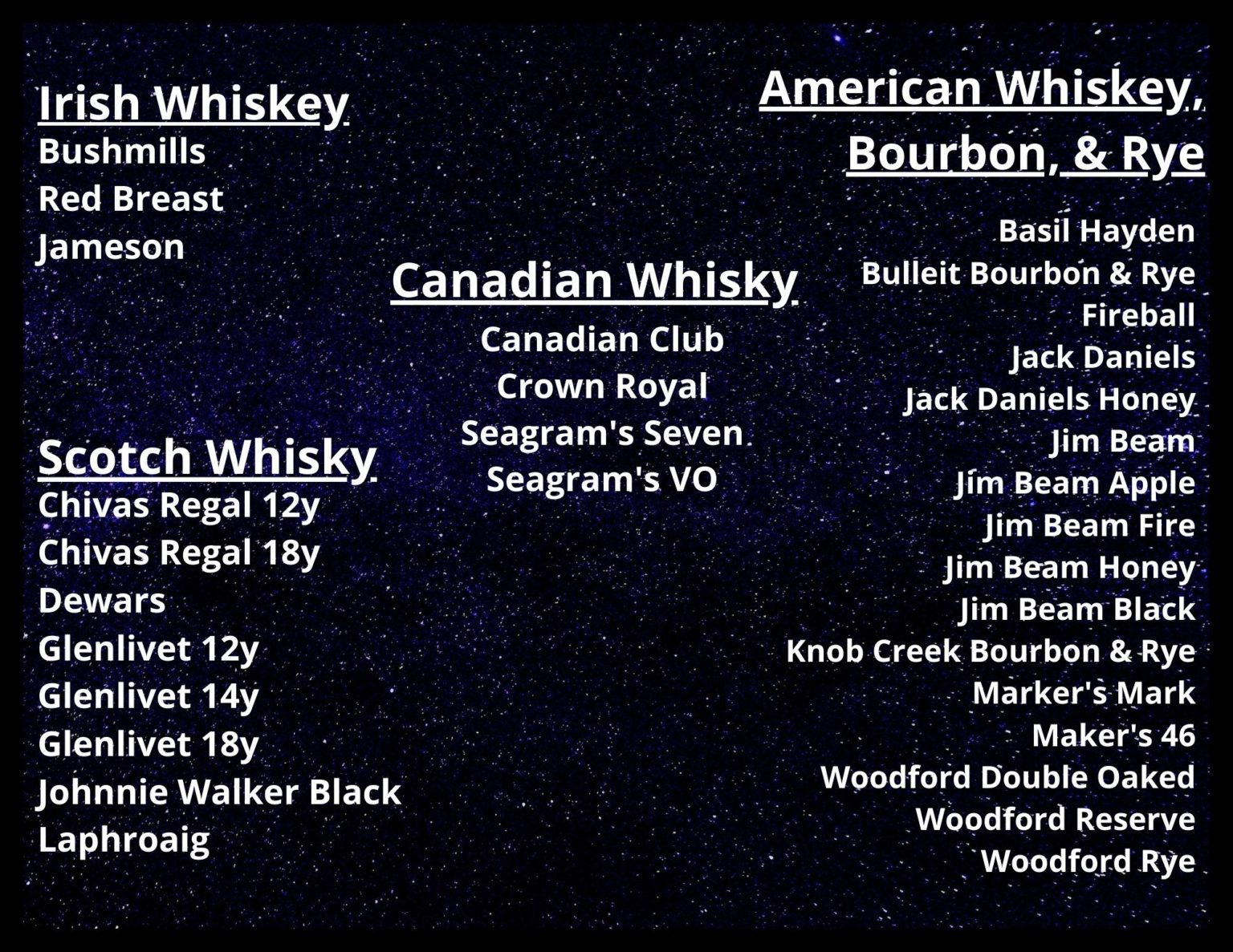 Menu | Zanies Rosemont Comedy Club