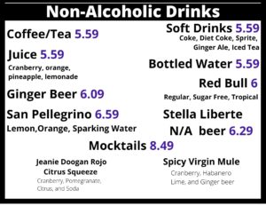 Menu | Zanies Rosemont Comedy Club