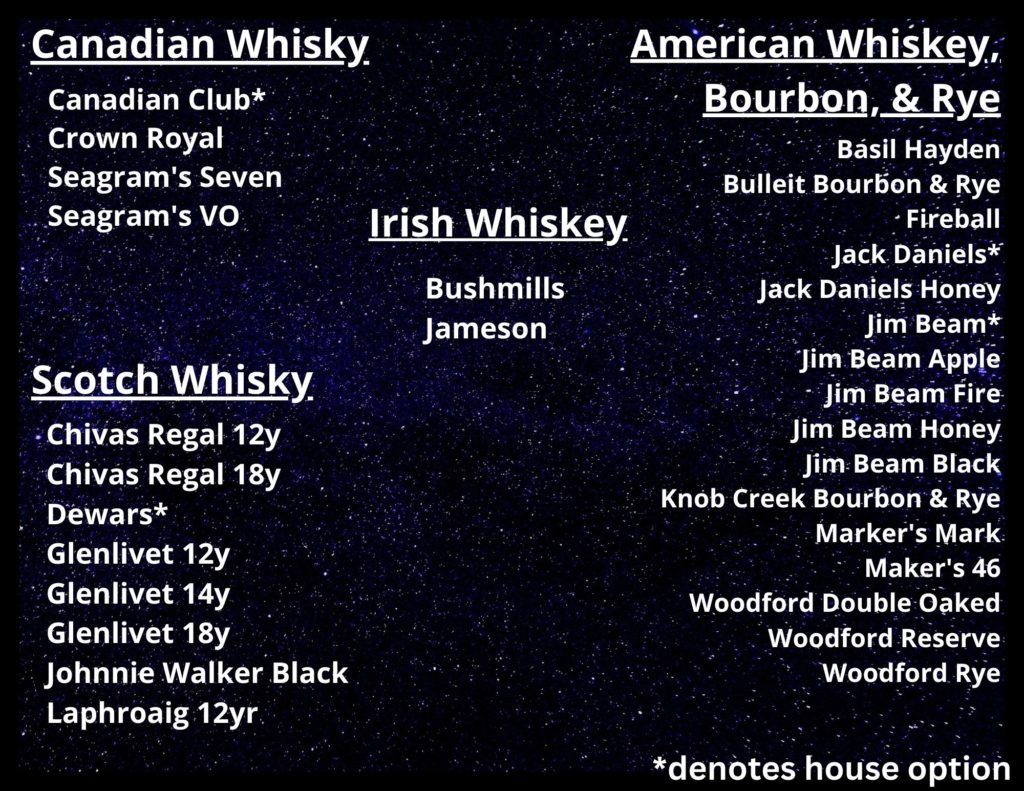 Menu | Zanies Rosemont Comedy Club