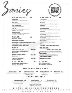 Menu | Zanies Rosemont Comedy Club